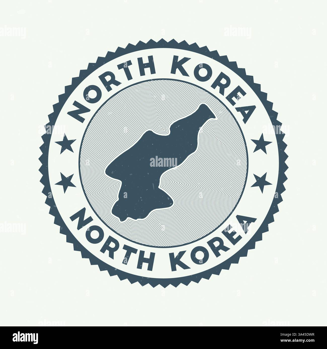 North Korea emblem. Country round stamp with shape of North Korea ...