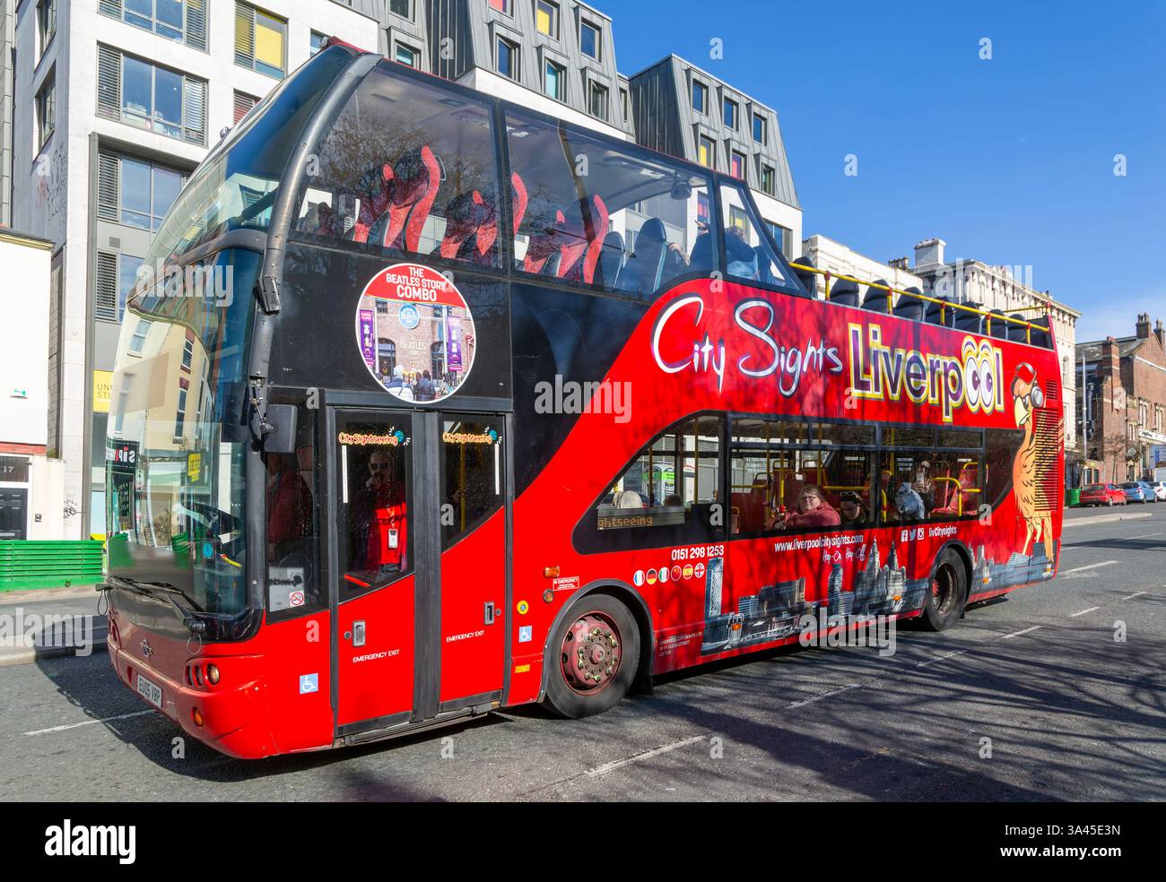 Liverpool City Sights red double-decker open -top tour bus, Liverpool ...