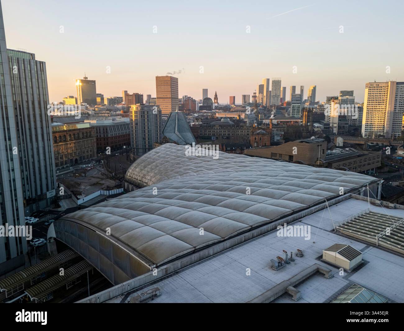 Aerial image of Manchester Victoria train station in the morning Stock ...