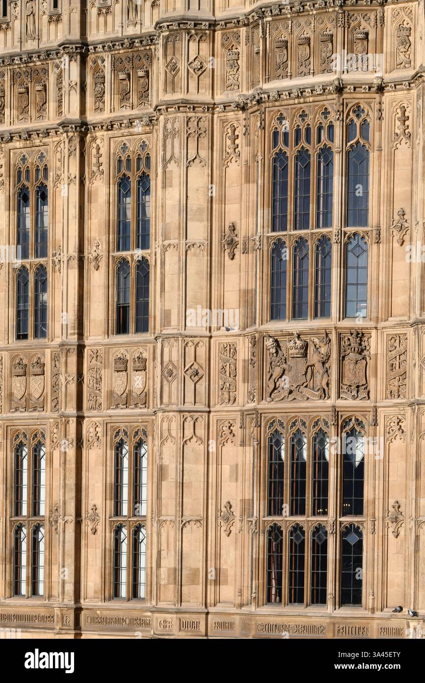 Decorative bay windows at the Palace of Westminster London Stock Photo ...