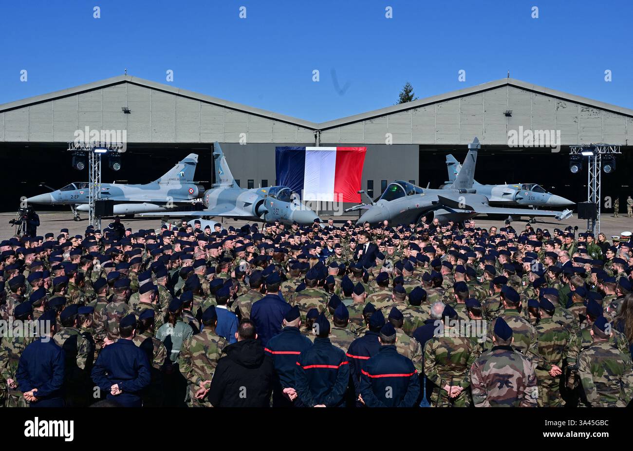 French President Emmanuel Macron visits Air Base 116 "Lieutenant ...