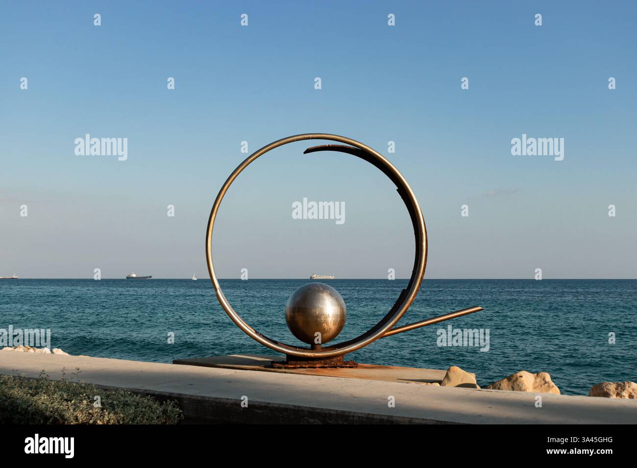 Limassol, Cyprus- December 20, 2024: "Frozen Wave" sculpture by Victor ...