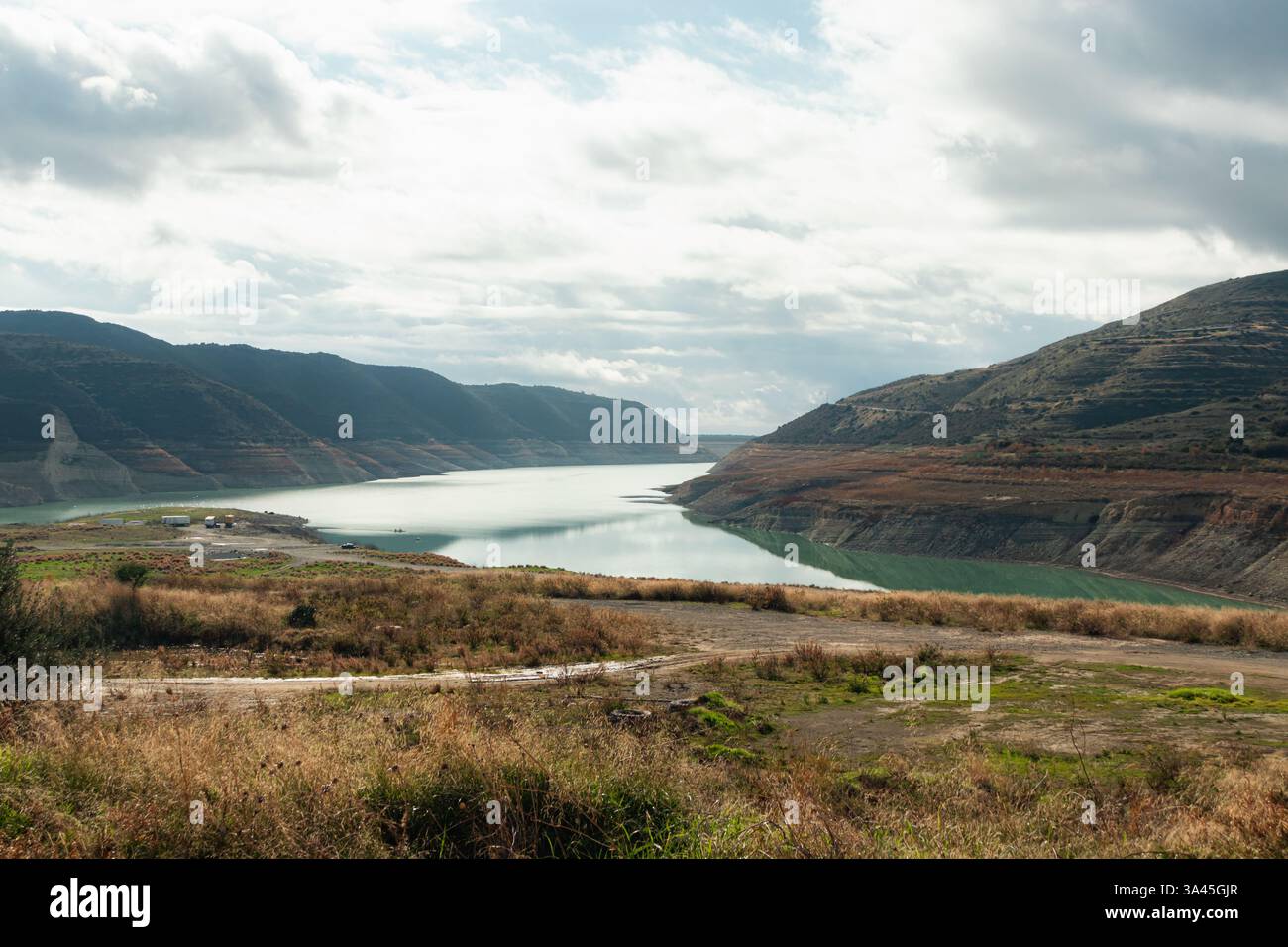 Lake Kouris nature landscape viewpoint near Alassa village, Cyprus ...