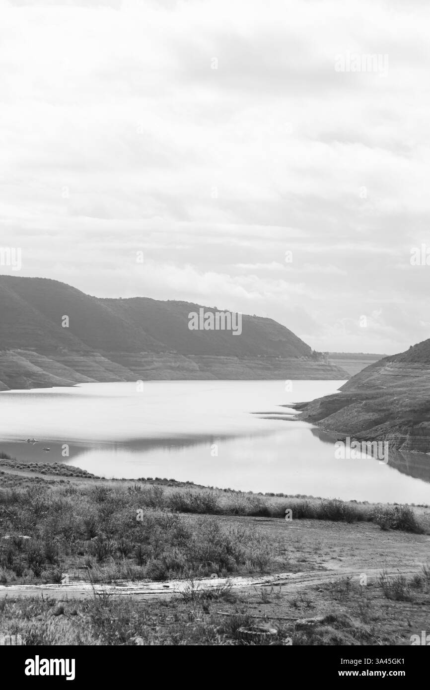 Lake Kouris nature landscape viewpoint near Alassa village, Cyprus in ...