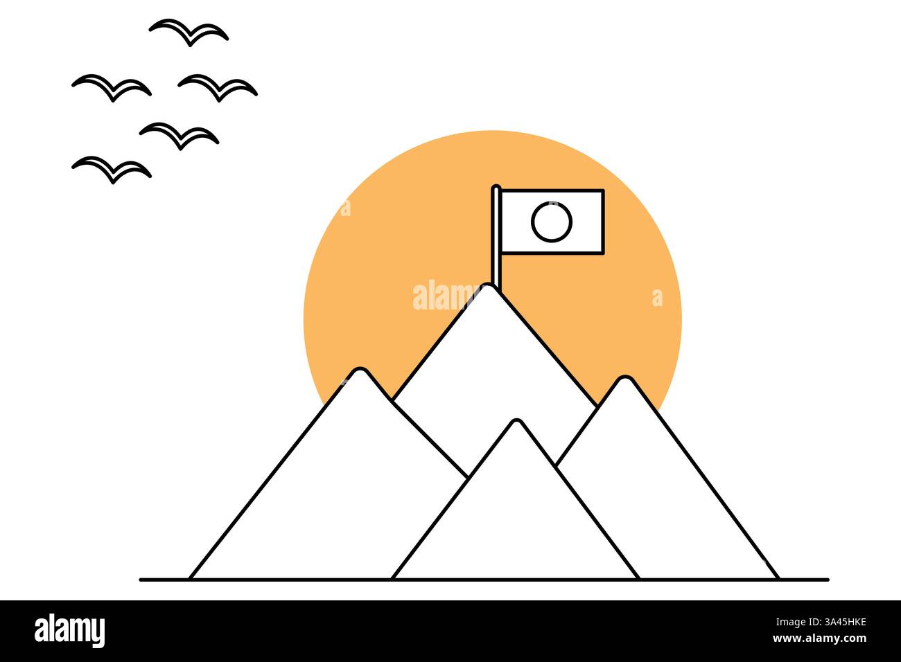 Mountain continuous one line art drawing with outline vector ...