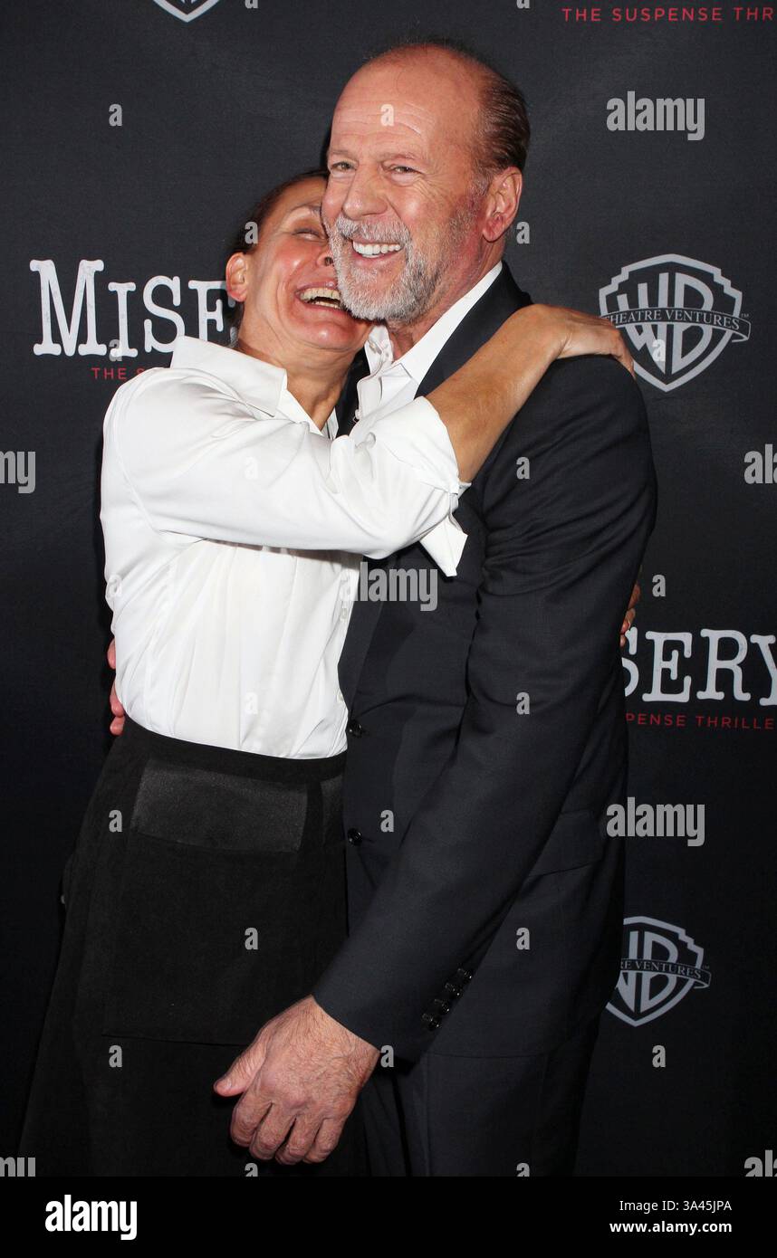 Laurie Metcalf and Bruce Willis attend the opening night party for "MISERY" at TAO Downtown in ...