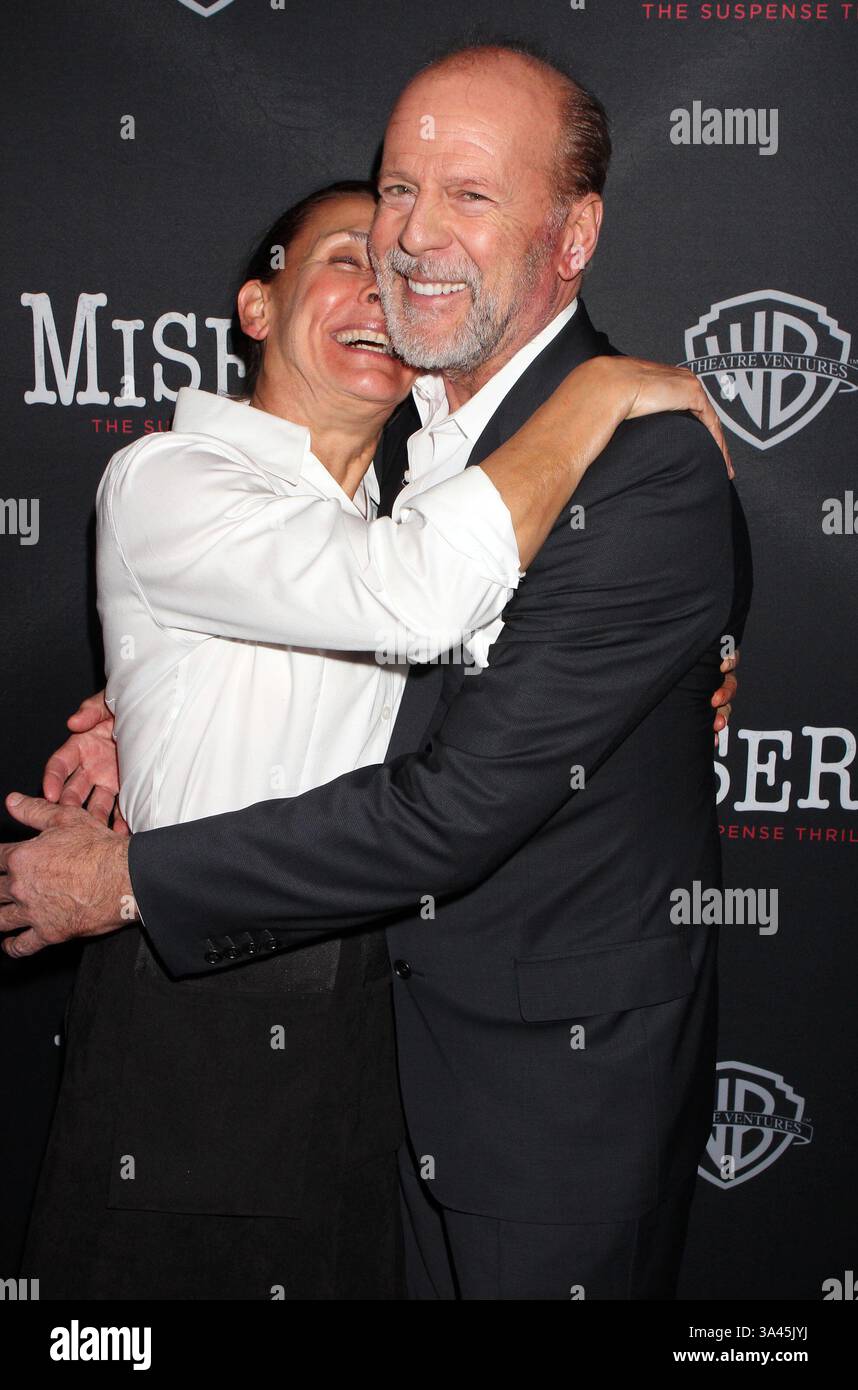 Laurie Metcalf and Bruce Willis attend the opening night party for "MISERY" at TAO Downtown in ...