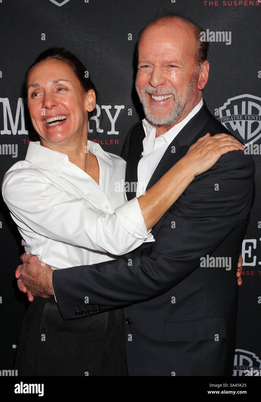 Laurie Metcalf and Bruce Willis attend the opening night party for "MISERY" at TAO Downtown in ...