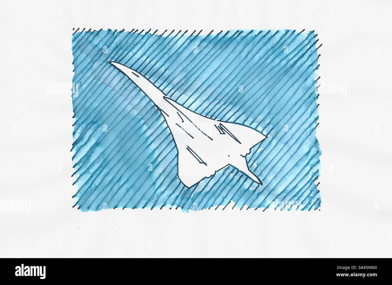 Concorde aircracft ink pen sketch Stock Photo - Alamy