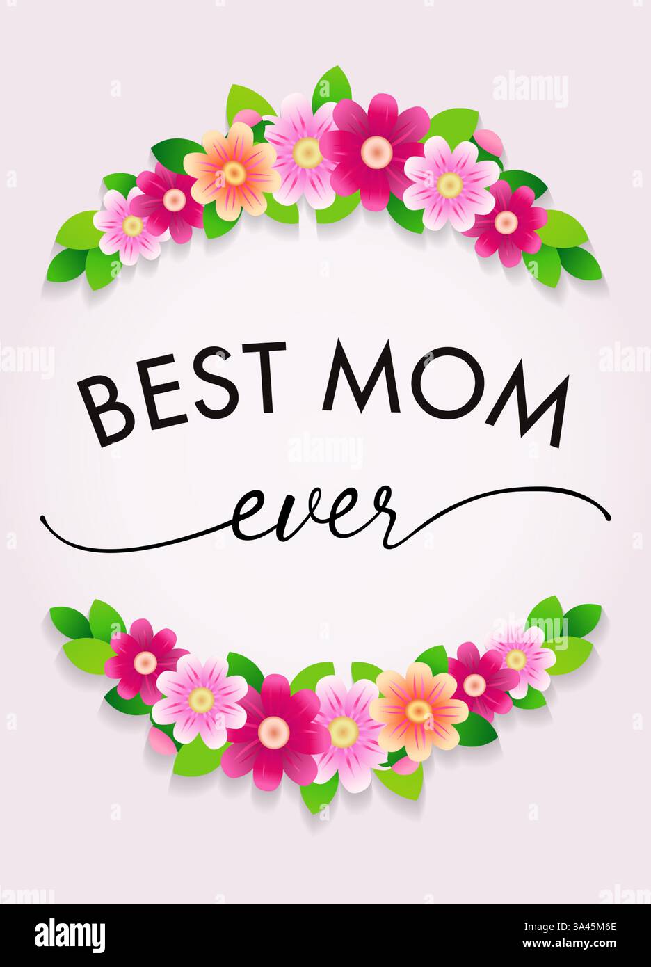 Best Mom ever inscriptions with floral branch of flowers. Happy Mother ...