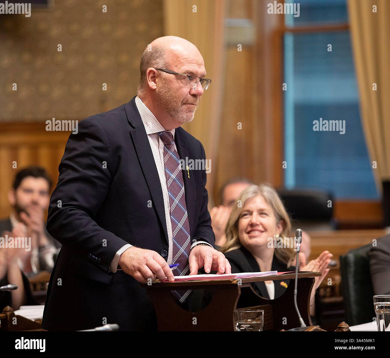 Frederiction, Canada. 18th Mar, 2025. New Brunswick Finance Minister ...