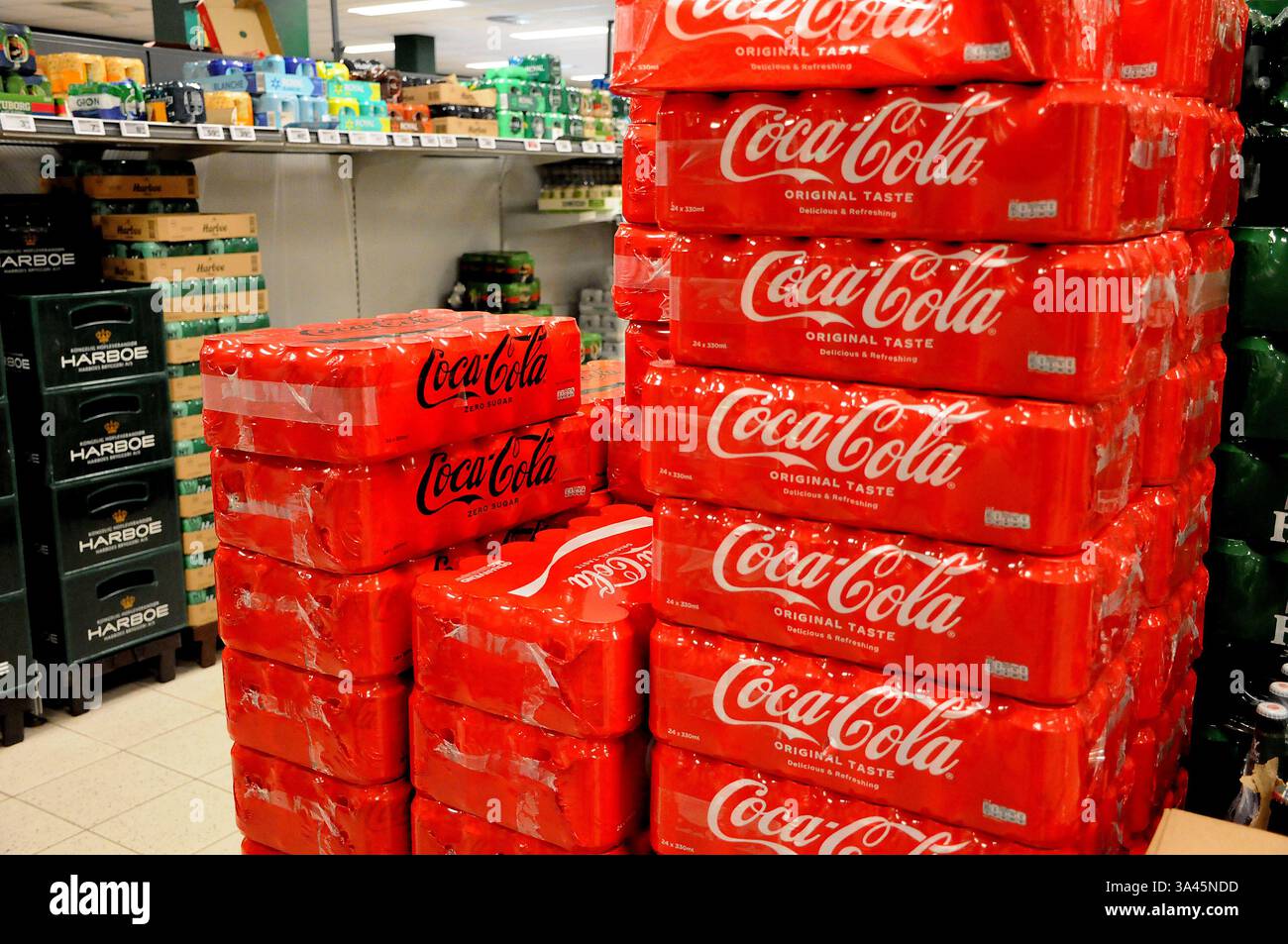 Copenhagen/ DenmarK/14 march 2025/ Coca cola cans sells in danish ...