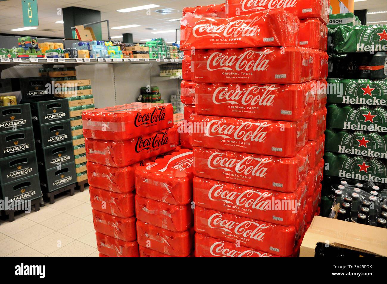 Copenhagen/ DenmarK/14 march 2025/ Coca cola cans sells in danish ...