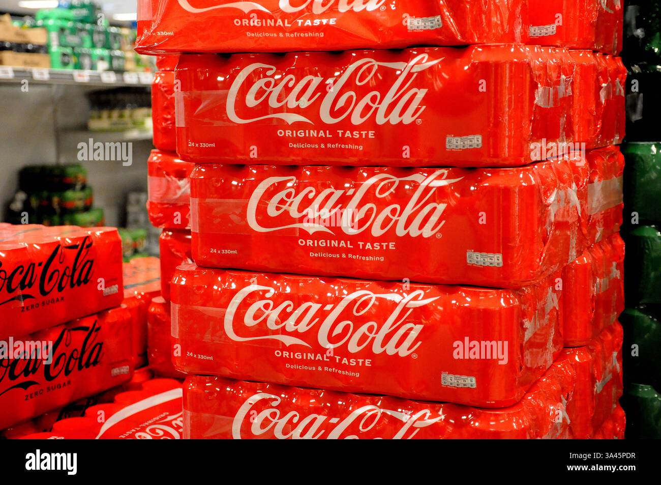 Copenhagen/ DenmarK/14 march 2025/ Coca cola cans sells in danish ...