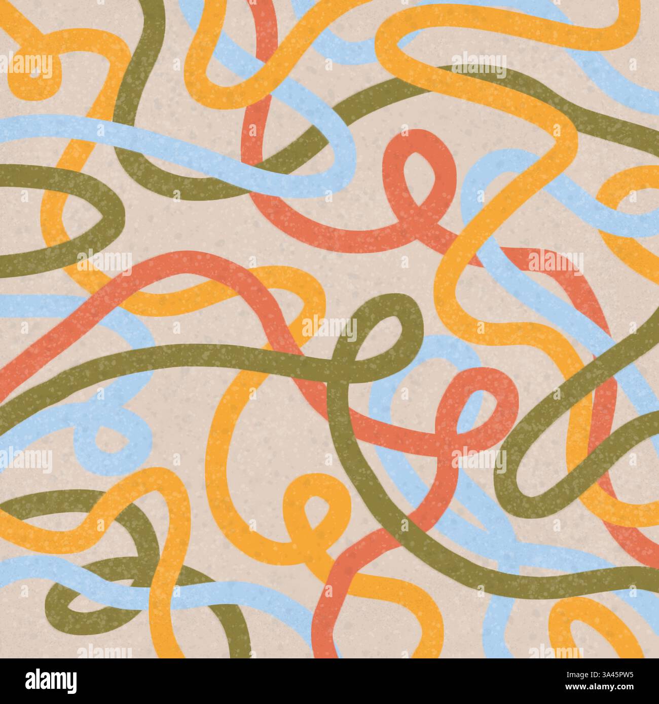 Abstract seamless pattern with colorful curved lines on a textured ...