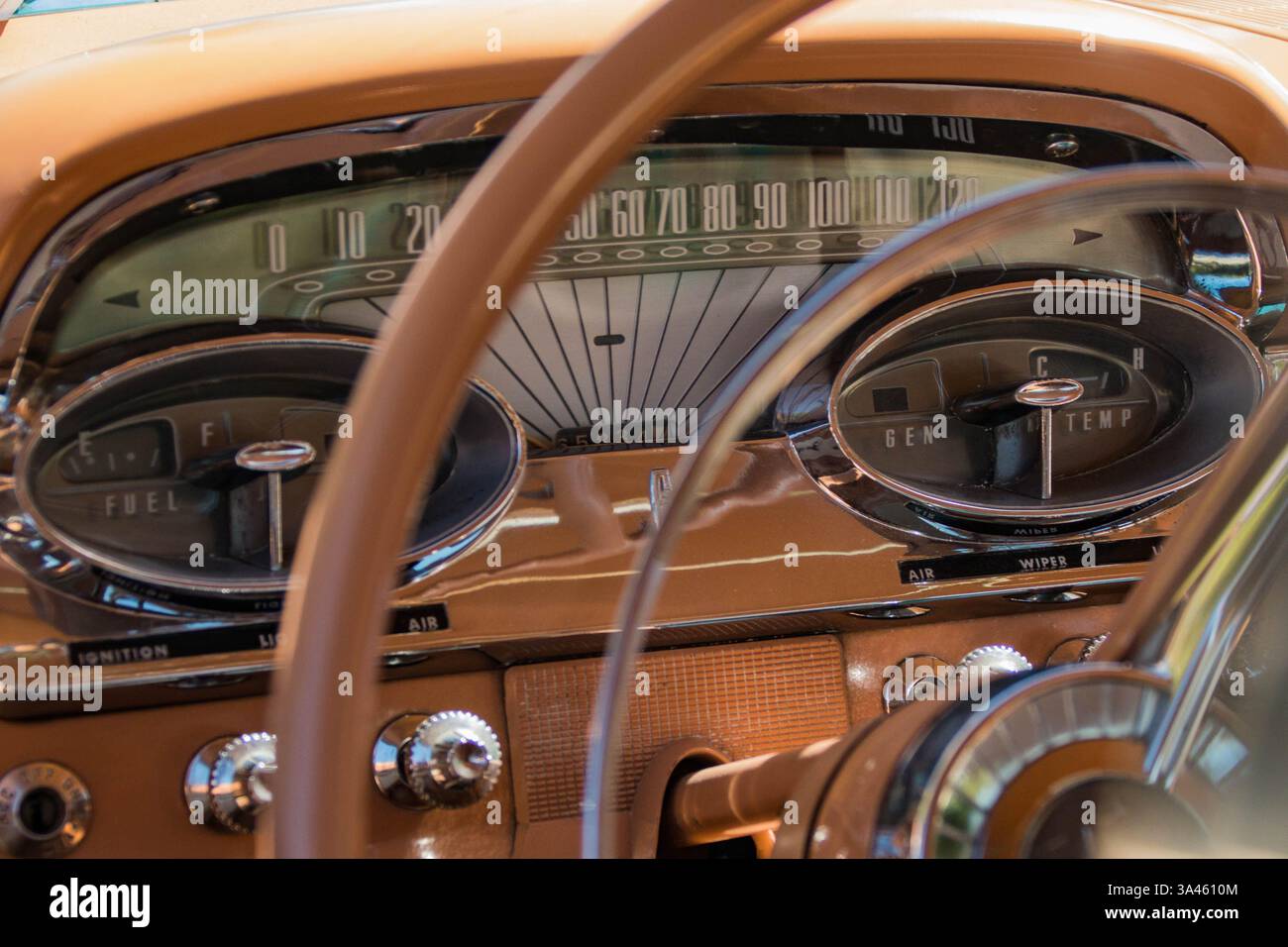Unique styling of the gauges and dash in a classic Edsel Stock Photo ...
