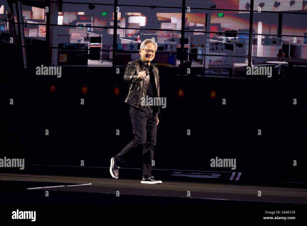 Nvidia CEO Jensen Huang delivers a keynote during the Nvidia GPU Technology Conference (GTC) in ...