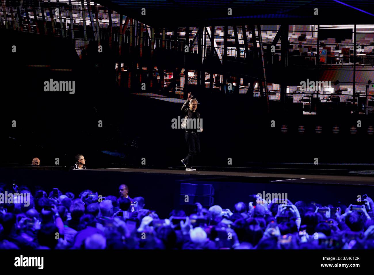 Nvidia CEO Jensen Huang delivers a keynote during the Nvidia GPU ...