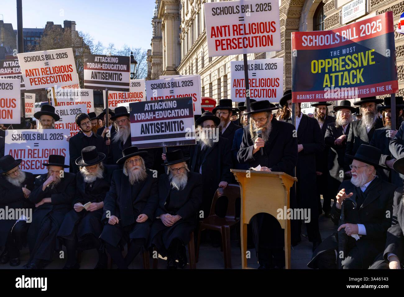 Orthodox Jewish protest against the Schools Bill 2025 Stock Photo - Alamy
