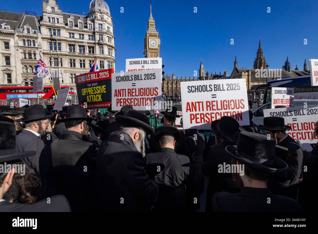 Orthodox Jewish protest against the Schools Bill 2025 Stock Photo - Alamy