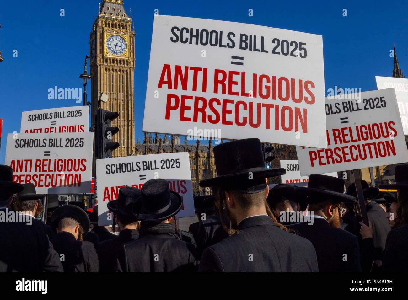 Orthodox Jewish protest against the Schools Bill 2025 Stock Photo - Alamy