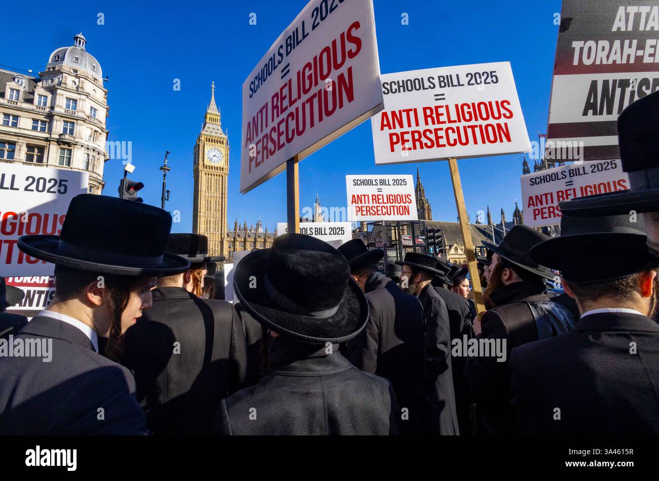 Orthodox Jewish protest against the Schools Bill 2025 Stock Photo - Alamy