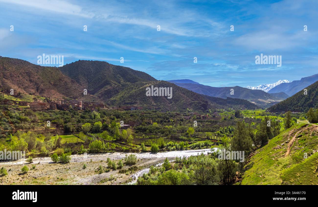 Ourika Valley landscapes, Morocco. Fertile valley in the shadows of the ...