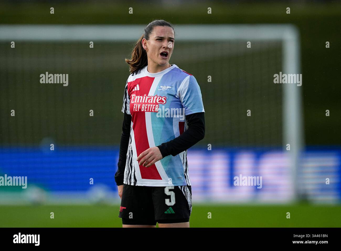 Laia Codina of Arsenal FC warms up during the UEFA Women's Champions ...