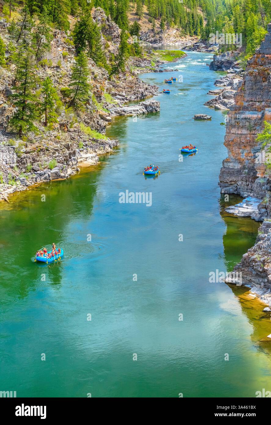 rafters floating through alberton gorge on the clark fork river near ...