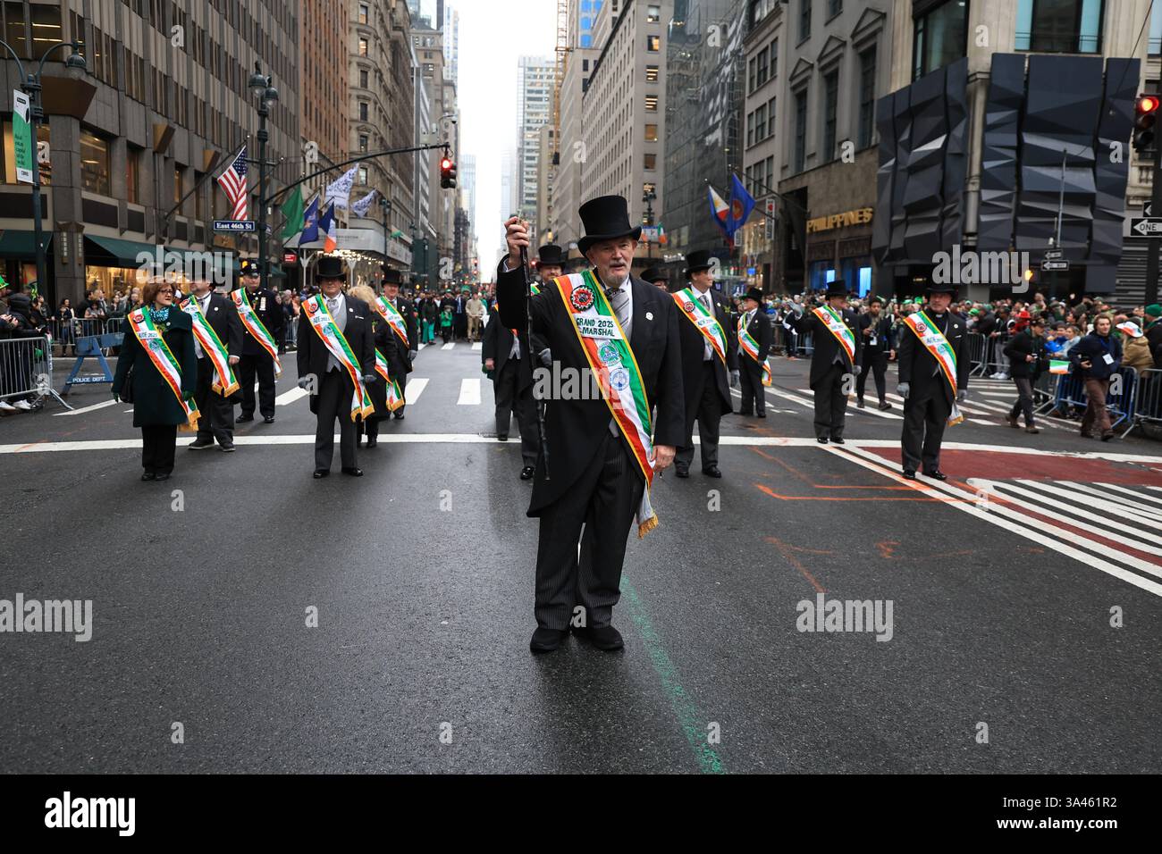 Grand Marshall Mike Benn marches during the St. Patrick's Day Parade ...