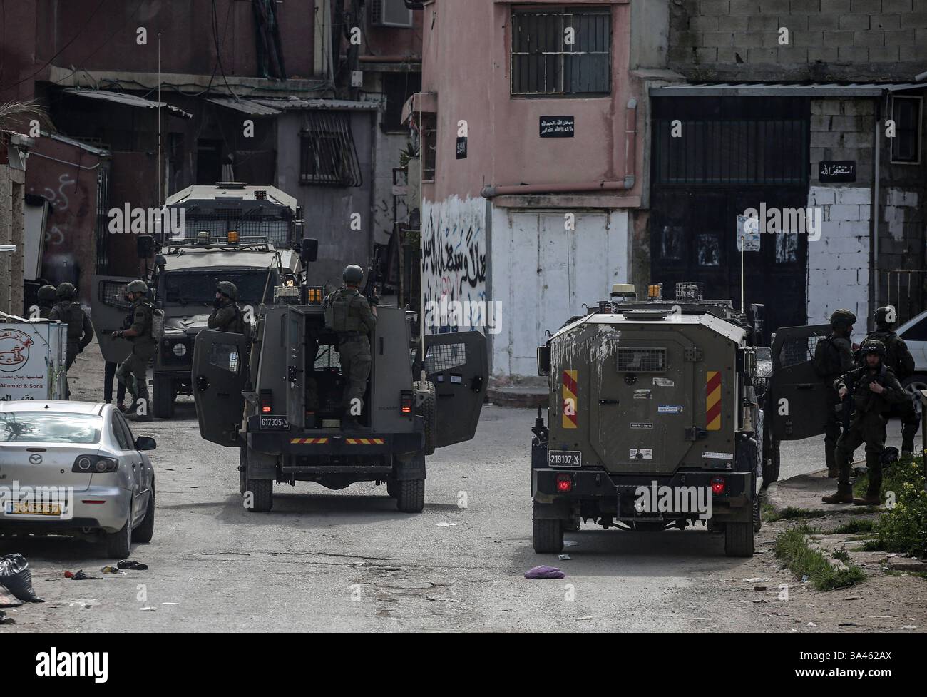 Israeli occupation forces arrest Palestinian citizens during a raid on ...