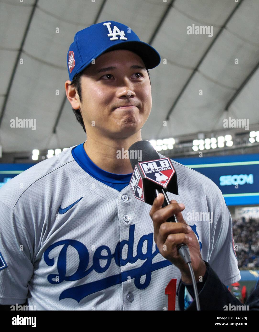 Los Angeles Dodgers Shohei Ohtani answers reporter's question after the ...