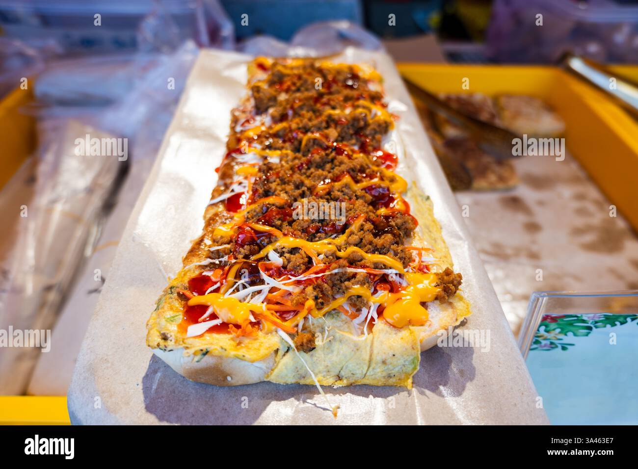 Roti John, a popular street food in Malaysia and Singapore. Roti john ...