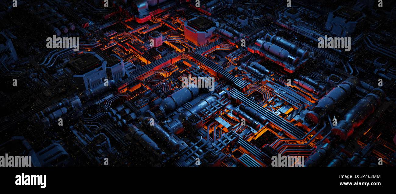 A visually captivating depiction of a intricate futuristic circuitry ...