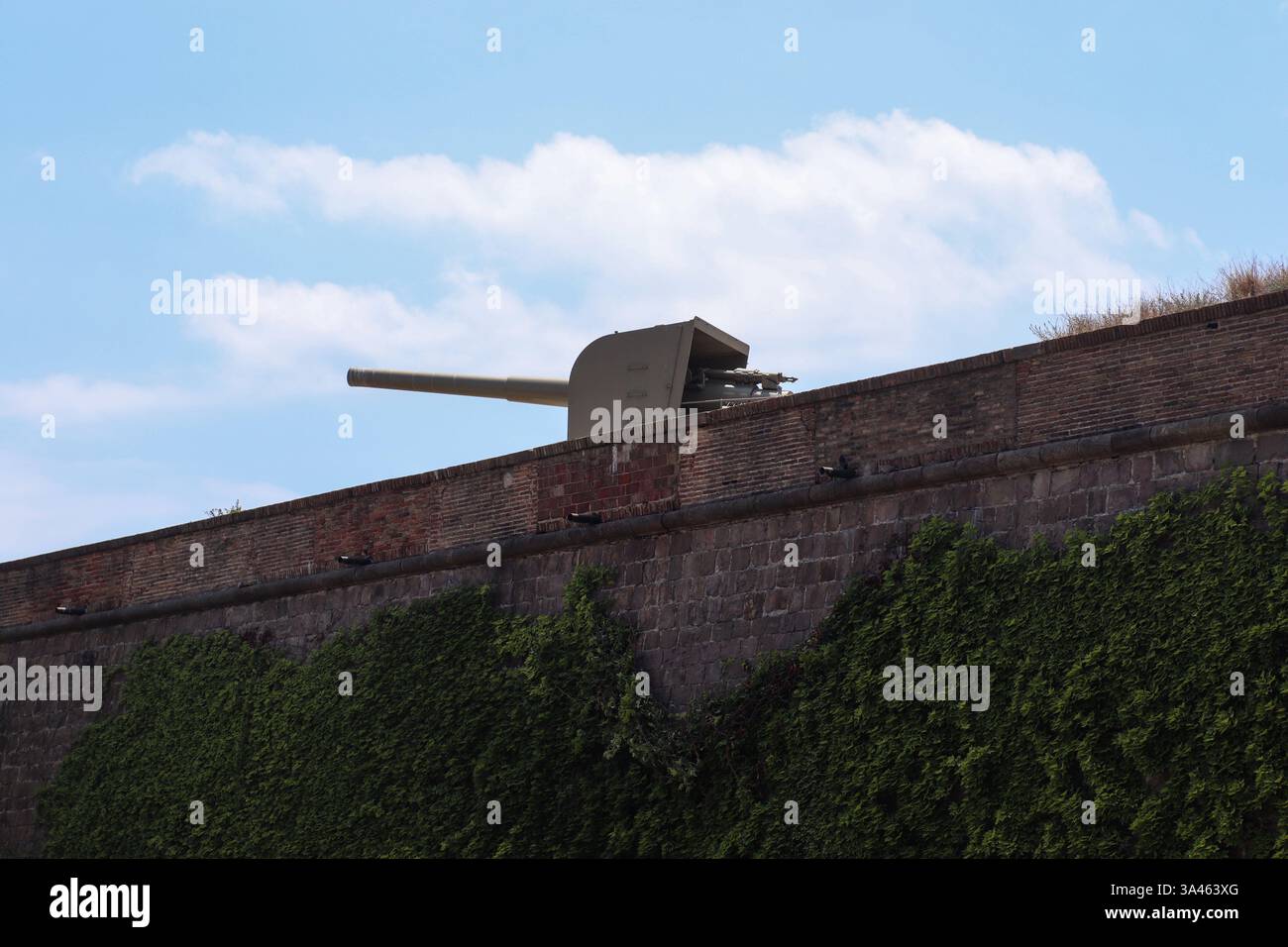 Barcelona, Spain 21. July 2024, Large Vickers naval gun pointing ...