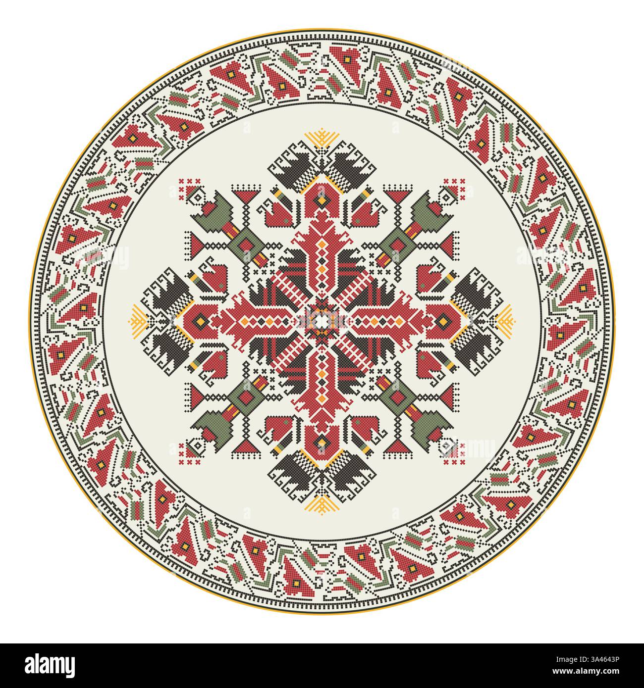 Traditional Bulgarian embroidery design element over white background ...