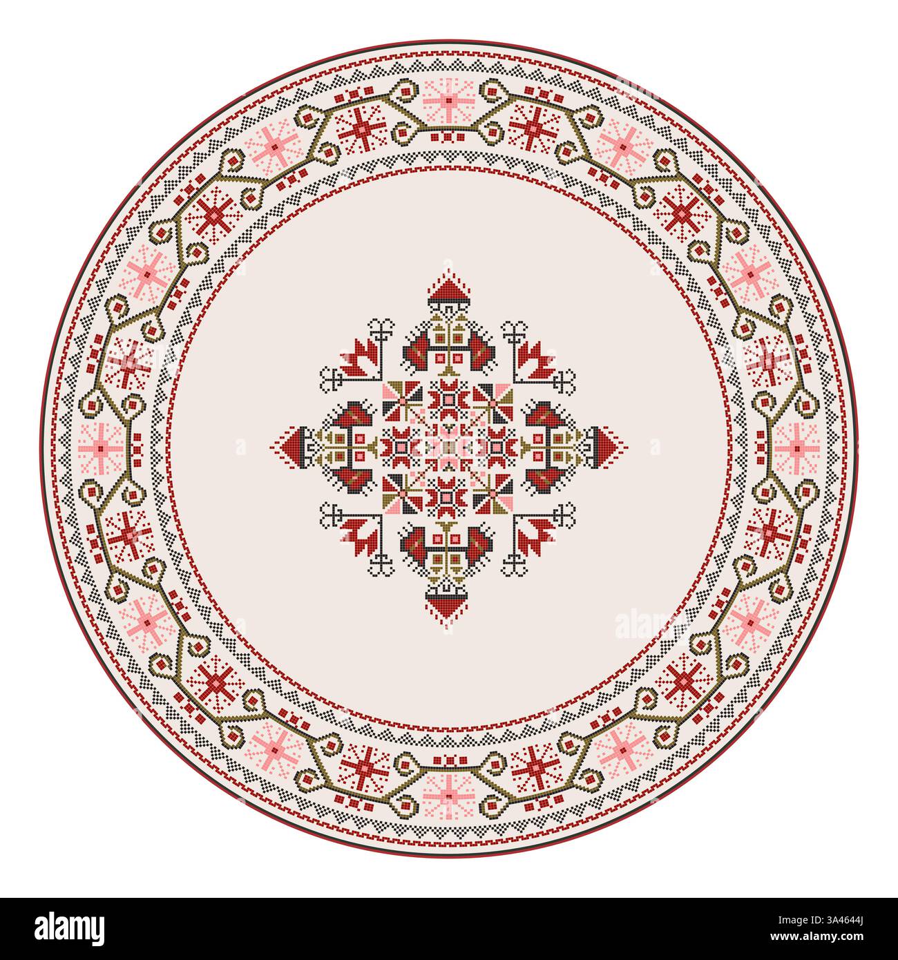 Traditional Bulgarian embroidery design element over white background ...