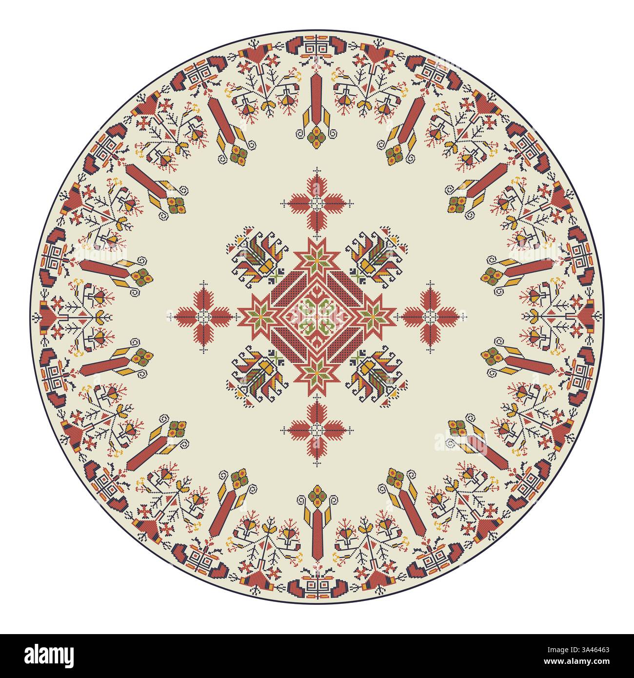 Traditional Bulgarian embroidery design element over white background ...