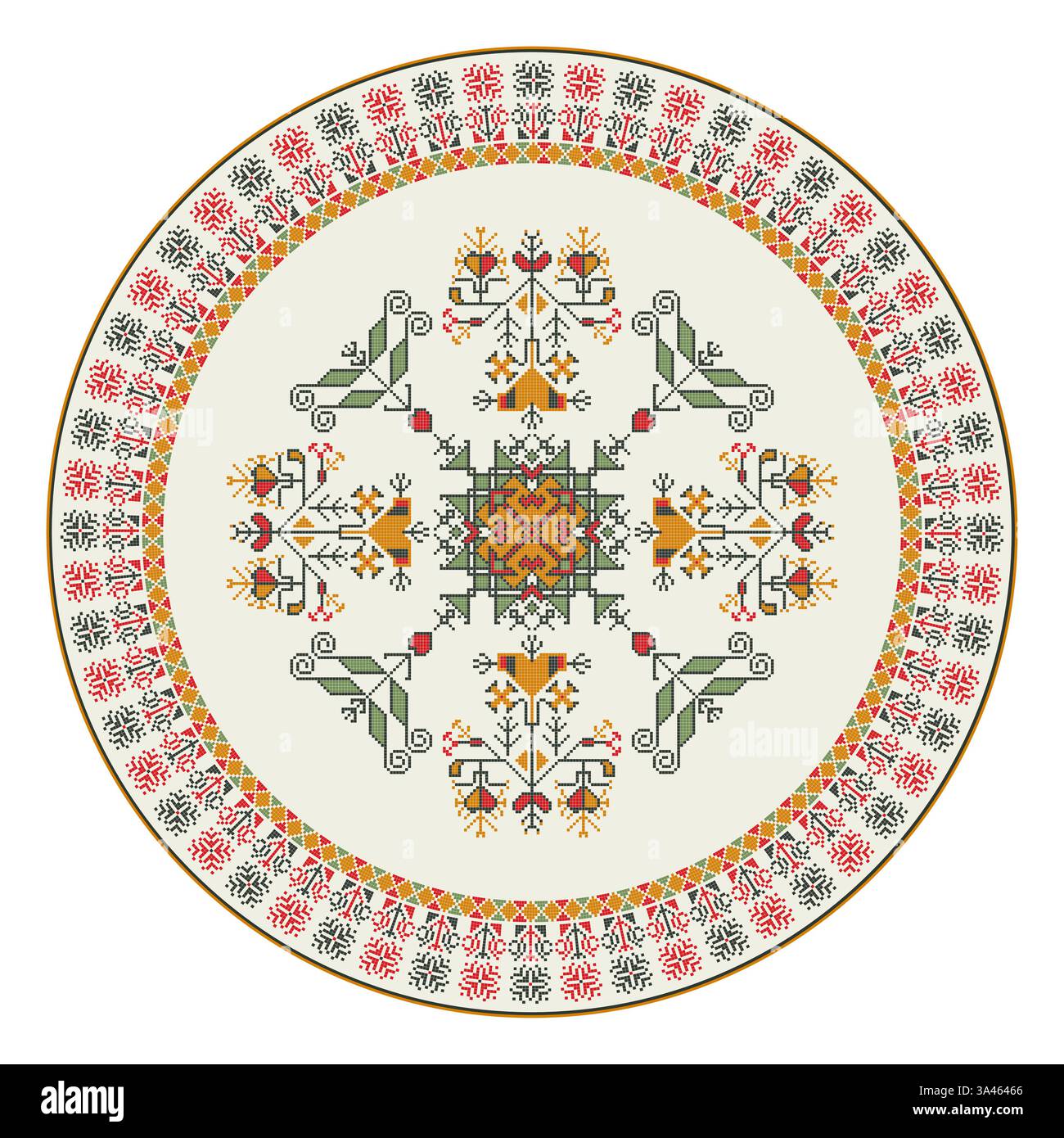 Traditional Bulgarian embroidery design element over white background ...