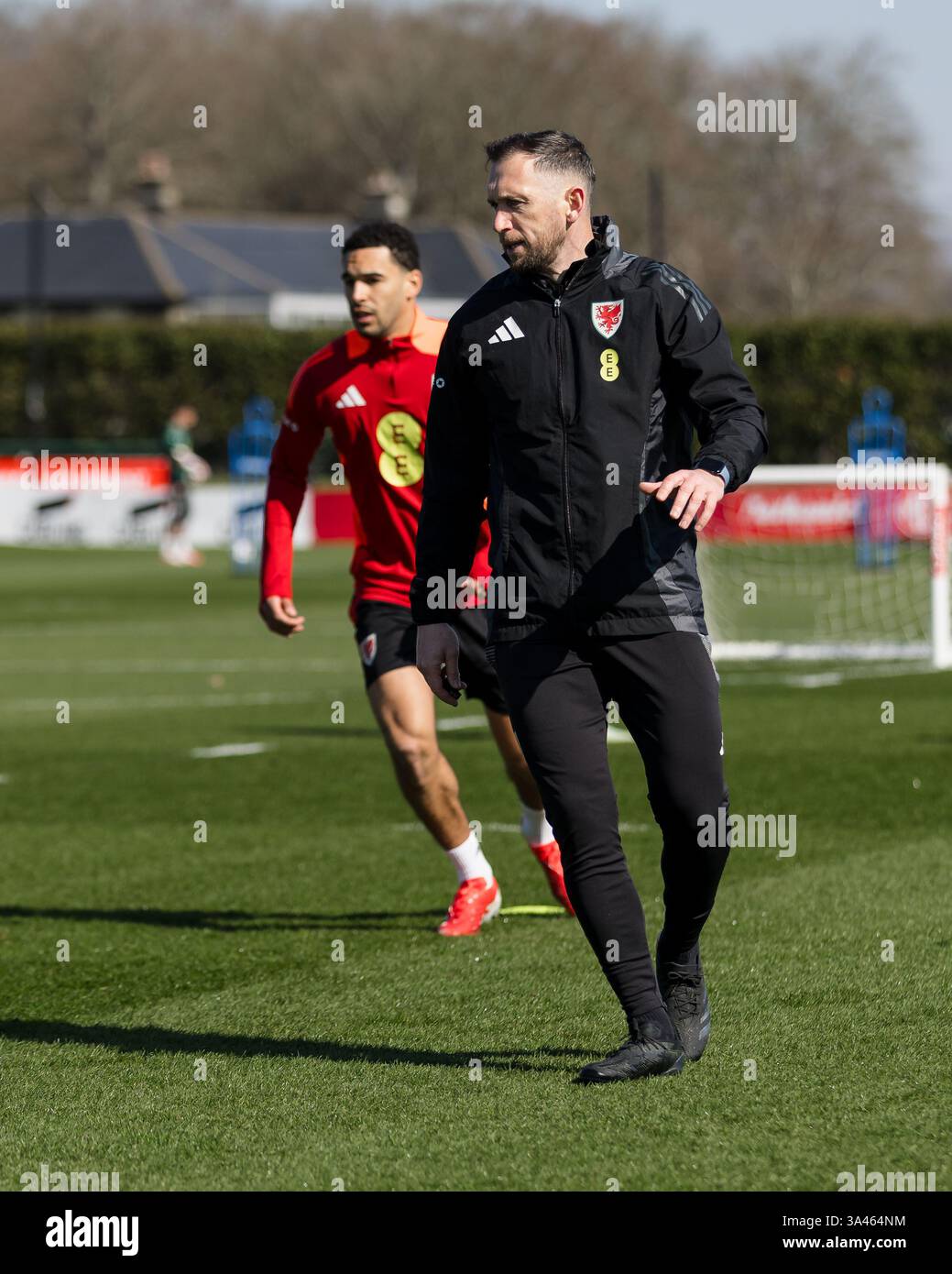 PONTYCLUN, UK. 18th Mar, 2025. Wales' Assistant Coach Andrew Crofts ...