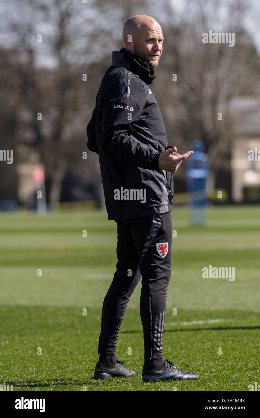 PONTYCLUN, UK. 18th Mar, 2025. Wales' Assistant Coach James Rowberry ...