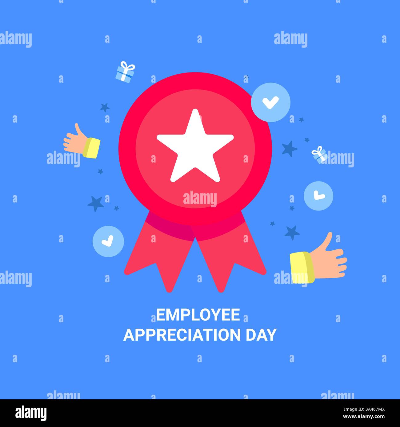 Employee Appreciation Day with Red Award Ribbon and Star Icon Stock Vector Image & Art - Alamy