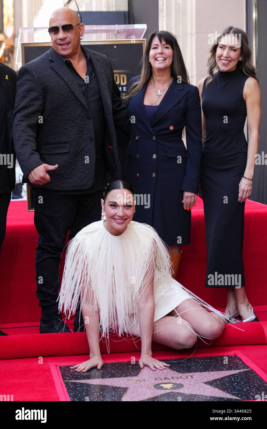 Vin Diesel, from left, Gal Gadot, Patty Jenkins, and Sarah Zurell pose ...