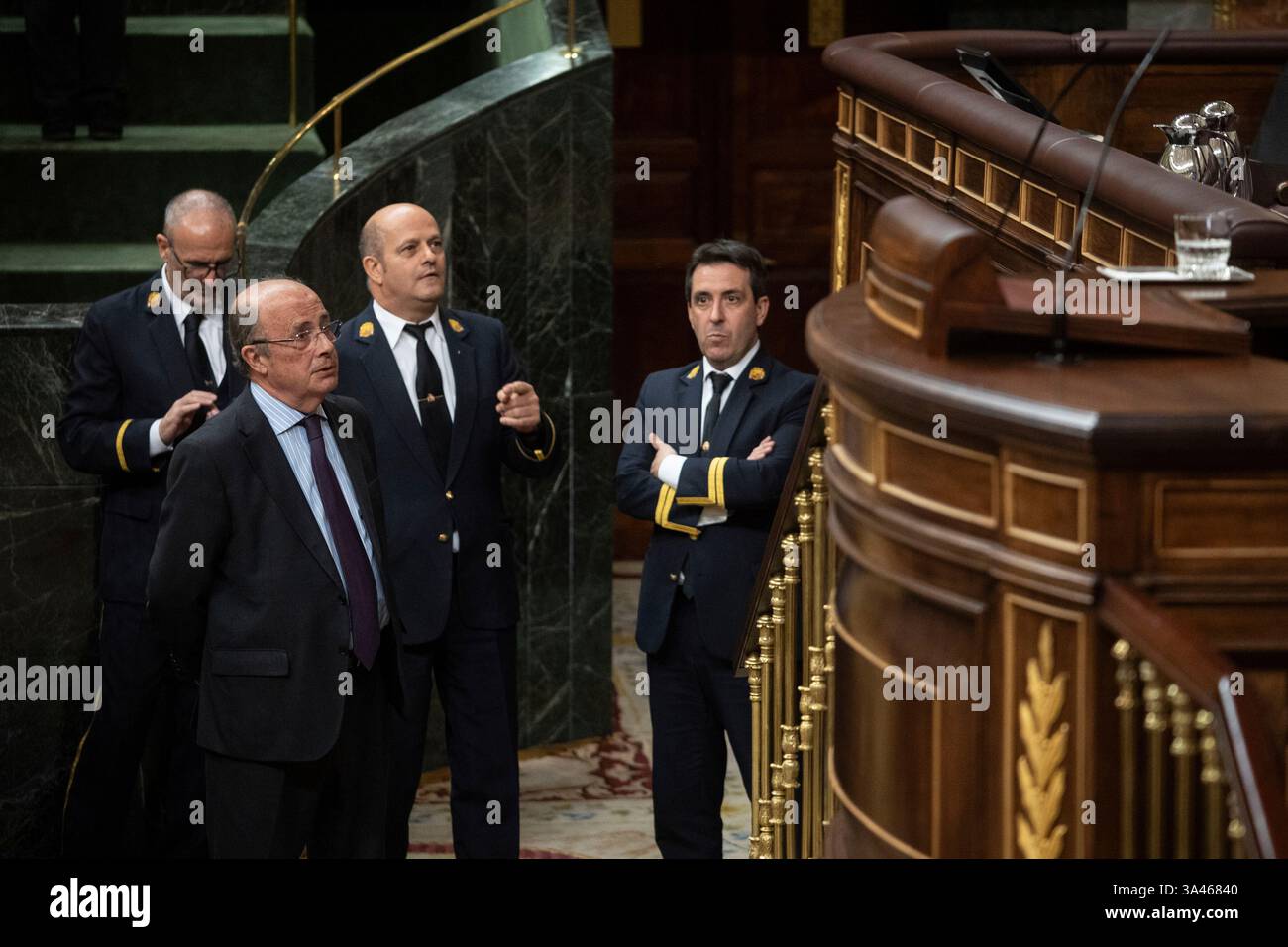VOX deputy Ignacio Gil Lázaro (left) during a plenary session in the ...