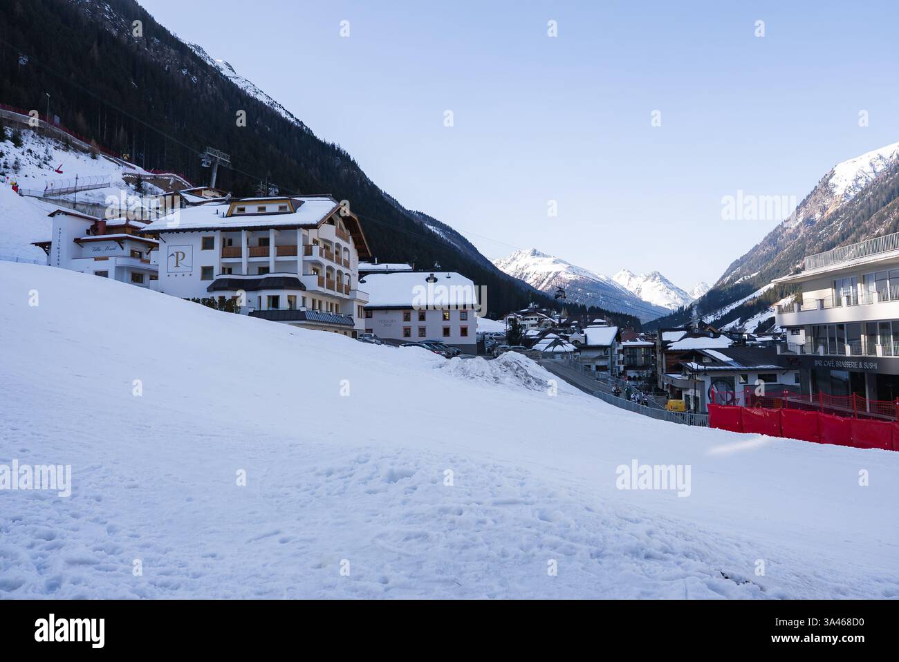 Luxury Hotel and Ski Resort in Snowy Ischgl, Austria Stock Photo - Alamy