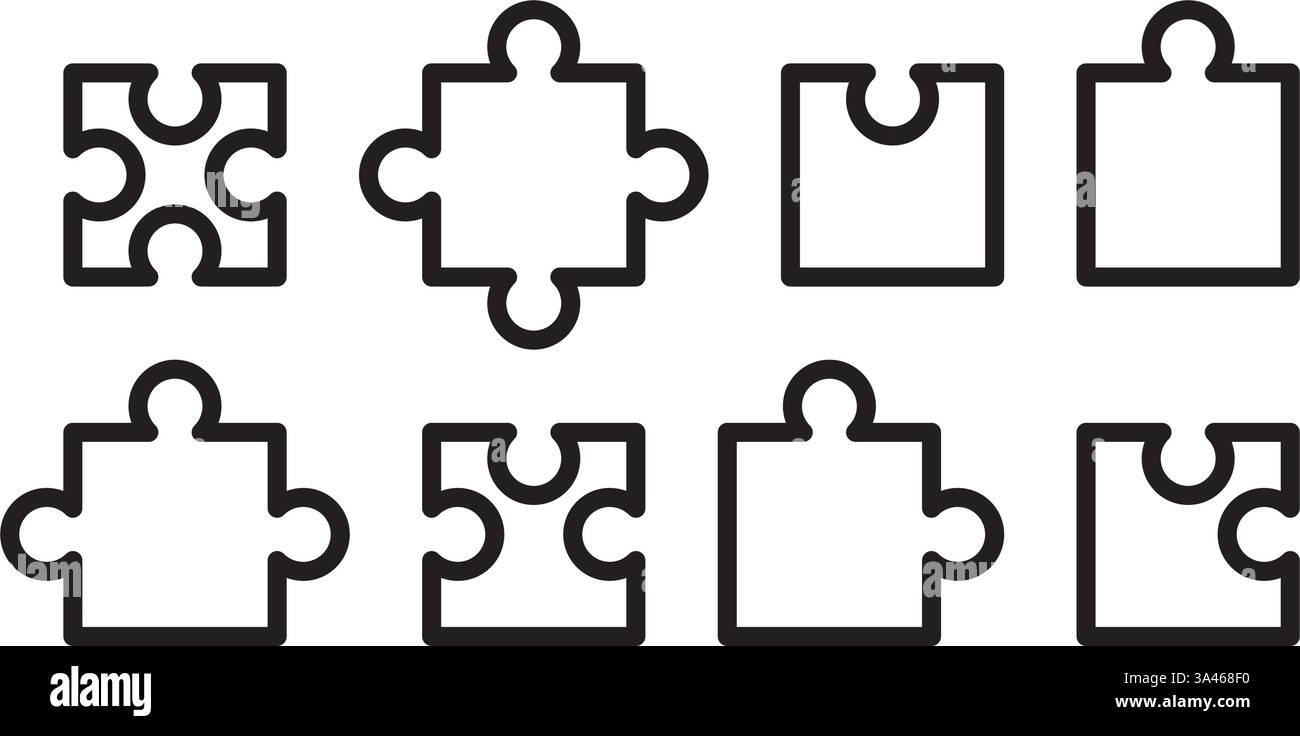 jigsaw puzzle piece shapes arranged in a grid layout. Vector ...