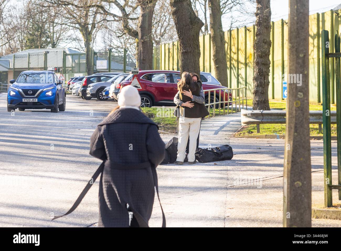 Wakefield, UK. 18 MAR, 2025. Palestine Action prisoner, Francesca hugs ...