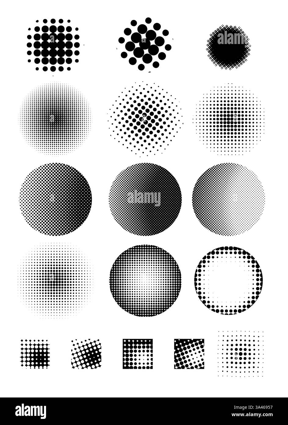 Halftone dot background set of round elements. hand drawing. Not AI ...