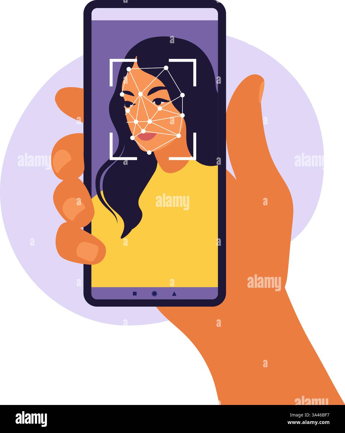 Facial recognition system concept. Face ID, face recognition system. Facial biometric ...