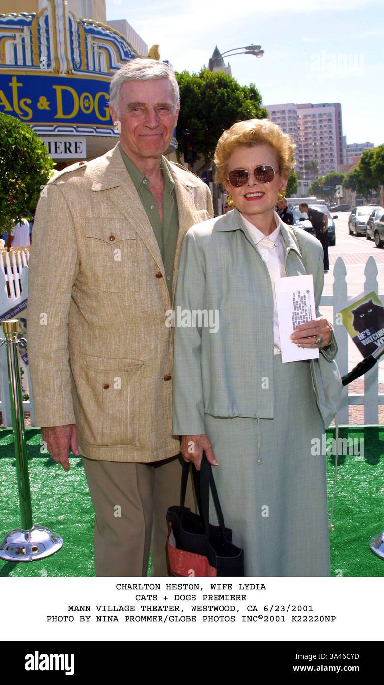 June 23, 2001 - CHARLTON HESTON, WIFE LYDIA.CATS + DOGS PREMIERE.MANN ...